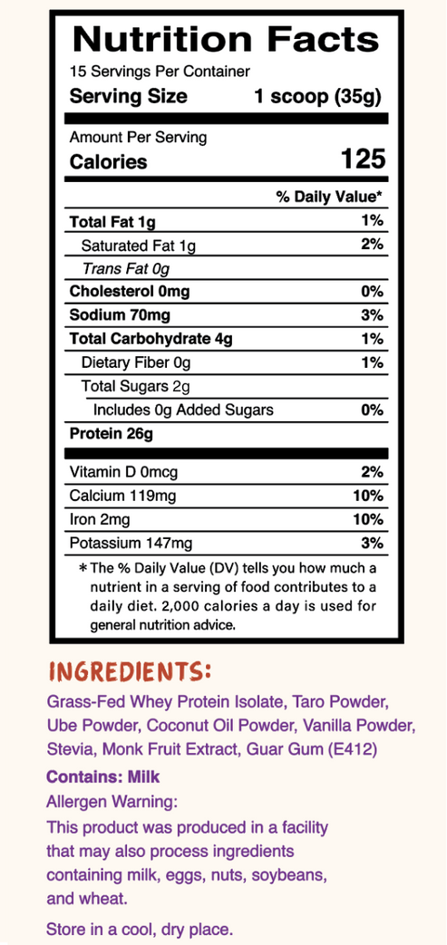 Taro Ube - Whey Protein Isolate – Lunar Lifts Nutrition